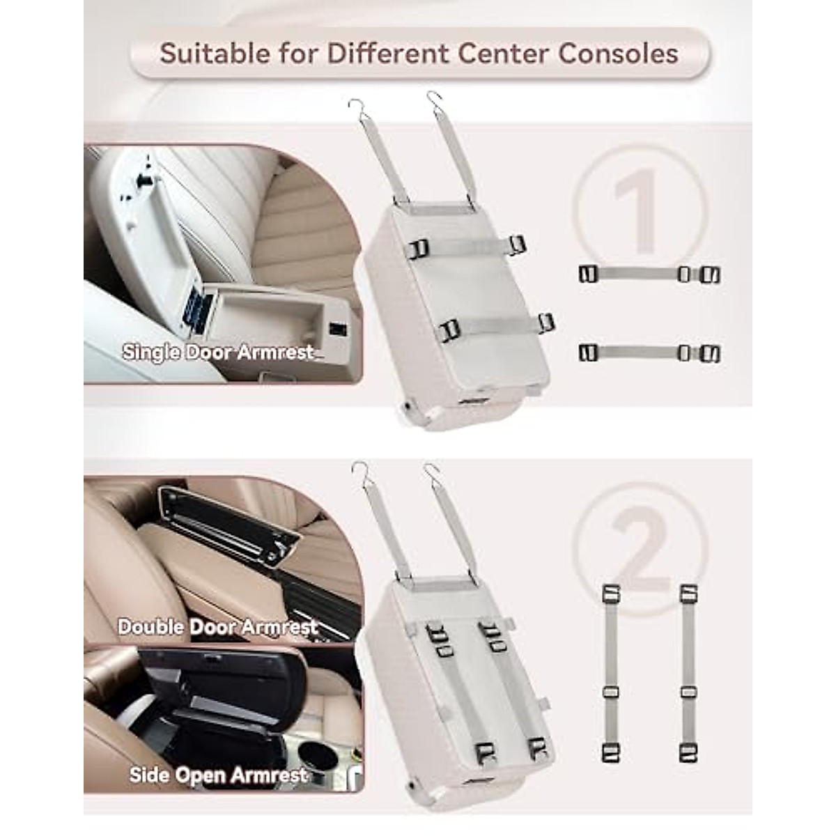 PETSFIT Center Console Dog Car Seat with Safe Protection Hooks, Pet Car Seat with Upgraded Safety Tethers, Washable Cushion, Console Dog Car Seats for Small Dogs Up to 12 Lbs(Grey)