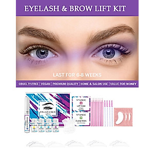Omysda Lash Lift and Brow Lamination Kit, 2 in 1 Professional Eyebrow Lamination and Lash Perm Kit for Salon and DIY Home Use, 6-8 Weeks Long Lasting