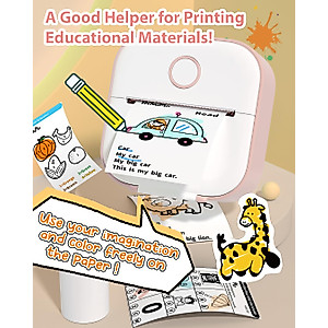Phomemo Sticker Printer- Print Pods Mini Sticker Printer Maker T02, Bluetooth Thermal Pocket Printer for Study Notes, Stickers, Photos, DIY Printing, Pink