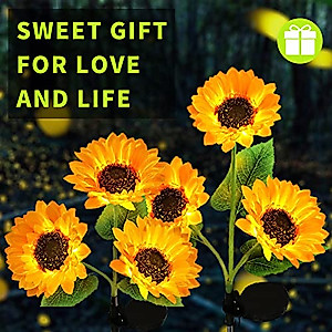 SUWEAZC Sunflower Solar Lights 2 Pack Upgraded Solar Garden Lights LED with 6 Sunflowers Outdoor Waterproof Decorative Solar Flower Lights for Patio Lawn Yard Pathway