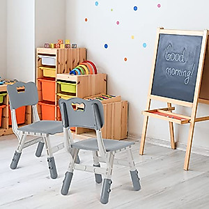 Kigley 2 Pack Adjustable Kid Chairs Plastic Child Seat Set Toddler Chairs Height Kids Chair for Desk Table Kids Study Chair for Boys Girls Home School Classroom (Grey)
