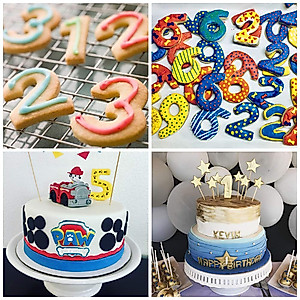 12Pcs/Set 3 Inch Number & Plaque Frame Cookie Cutters Set Large Numbers Stainless Steel Fondant Biscuit Cutter Tools for Kitchen Baking