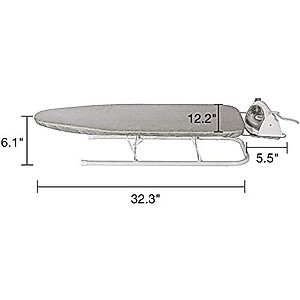 STORAGE MANIAC Tabletop Ironing Board with Iron Rest, All-Iron Frame & Silver Metallic Cover for Faster Ironing - Silver Grey