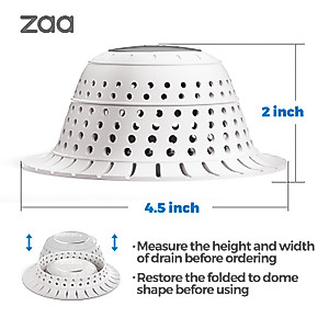 Bathtub Drain Hair Catcher, Silicone Collapsible 1 Pack Drain Protector for Pop-Up and Regular Drains of Shower, Bathtub, Tub, Bathroom, Sink, White