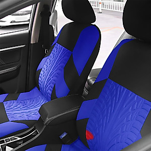 BESULEN Front Car Seat Covers, 2 Pcs Polyester Bucket Seat Protectors, Soft and Breathable, Premium Sporty Automotive Seat Cushions, Universal Auto Interior Accessories (Blue)