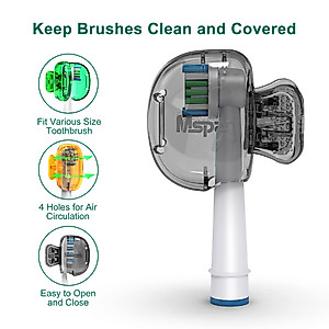 Mspan Electric Toothbrush Cover Cap: Brush Head Protector Cute Plastic Clip Pod - Toothbrush Travel Case for Traveling & Home - 8 Packs