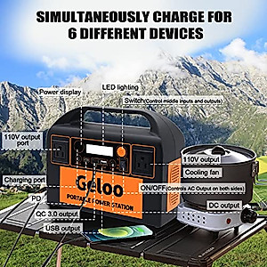 Geloo Portable Power Station 300W, 299Wh Solar Generator for Camping, Portable Solar Power Station 110V/300W AC, USB, PD Output, Portable Generator for Home Outdoor Camping RV Travel