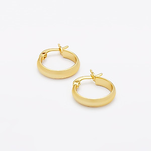 Amazon Essentials 14K Gold Plated Chunky Rounded Hoop 15mm, Yellow Gold