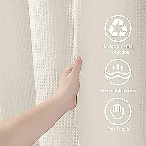 Upgraded Waterproof Shower Curtain for Bathroom with Metal Hooks Waffle Fabric Shower Curtain Heavy Duty Bath Curtain for Wet Room Bathtub Shower Stall, Weighted Hem - 72 x 72 (Cream White)