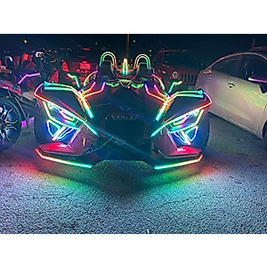 2PCS Angel Eyes Bluetooth CHASING Vent Overlay Lights KIT For 2020 2021 2022 2023 Polaris Slingshot Headlights