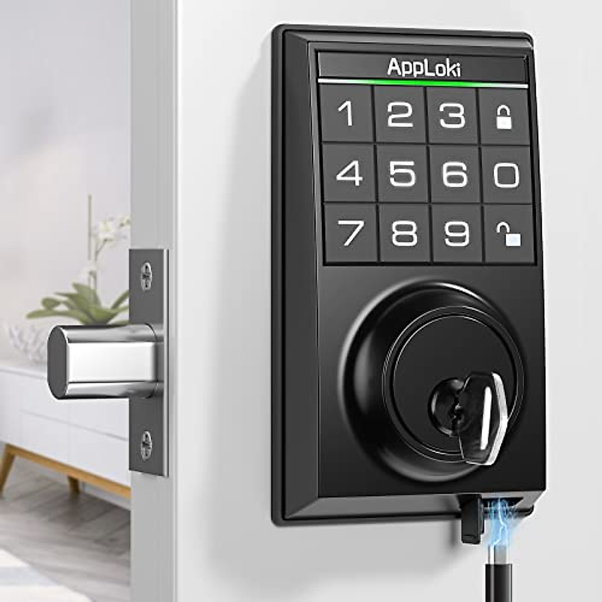 AppLoki Smart Lock, Electronic Keypad Deadbolt Lock, Keyless Entry Door Lock with Auto-Lock, 100 User Codes, Anti-Peeping Password, Easy to Install and Program, Keypad Door Lock for Home Bedroom