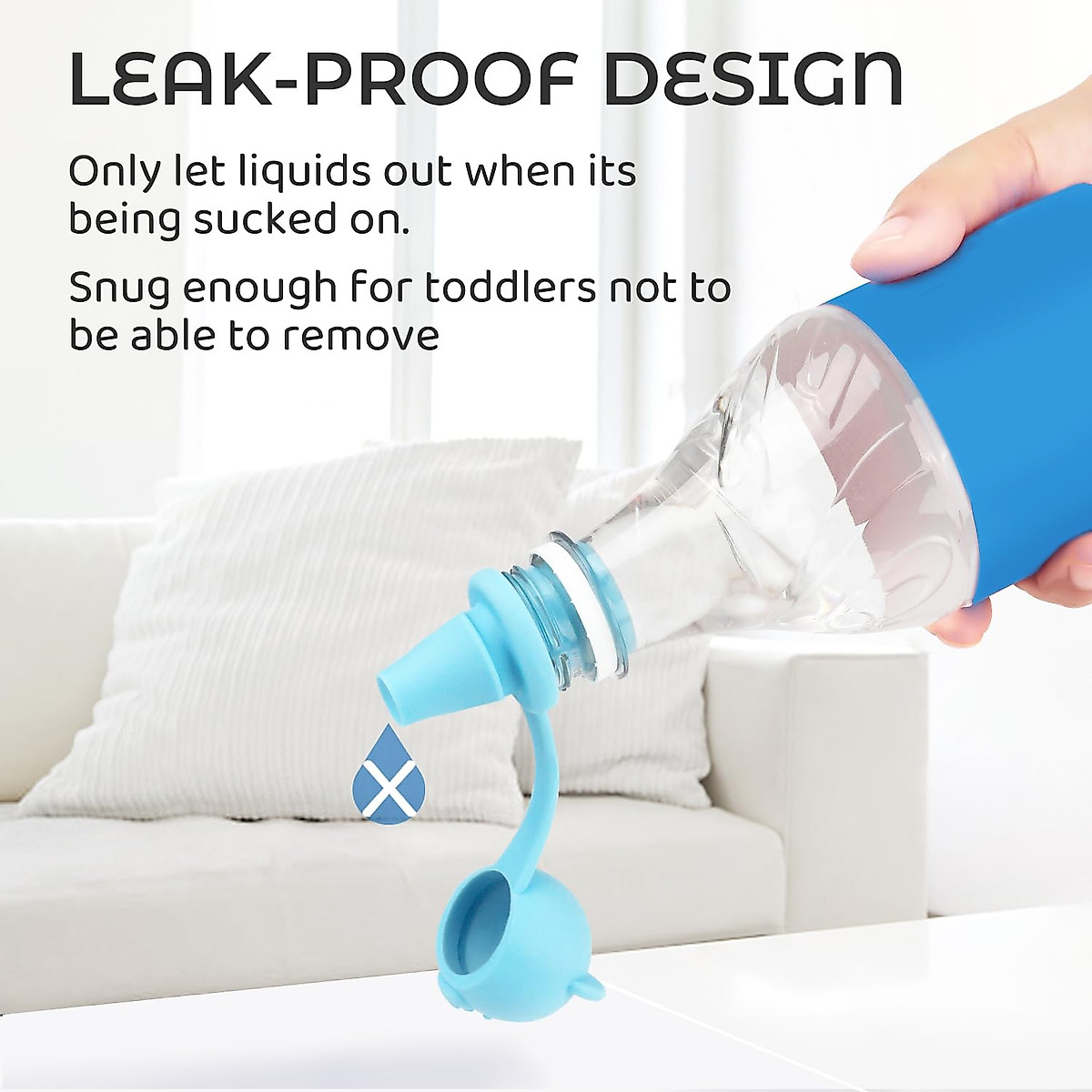 Giichen No Spill Water Bottle Caps - BPA Free Silicone Water Bottle Top Protects Childs Mouth, Replacement Bottle Spout Adapter for Toddlers, Baby and Adults - 4 Pack (Blue, Green, Yellow, Orange)