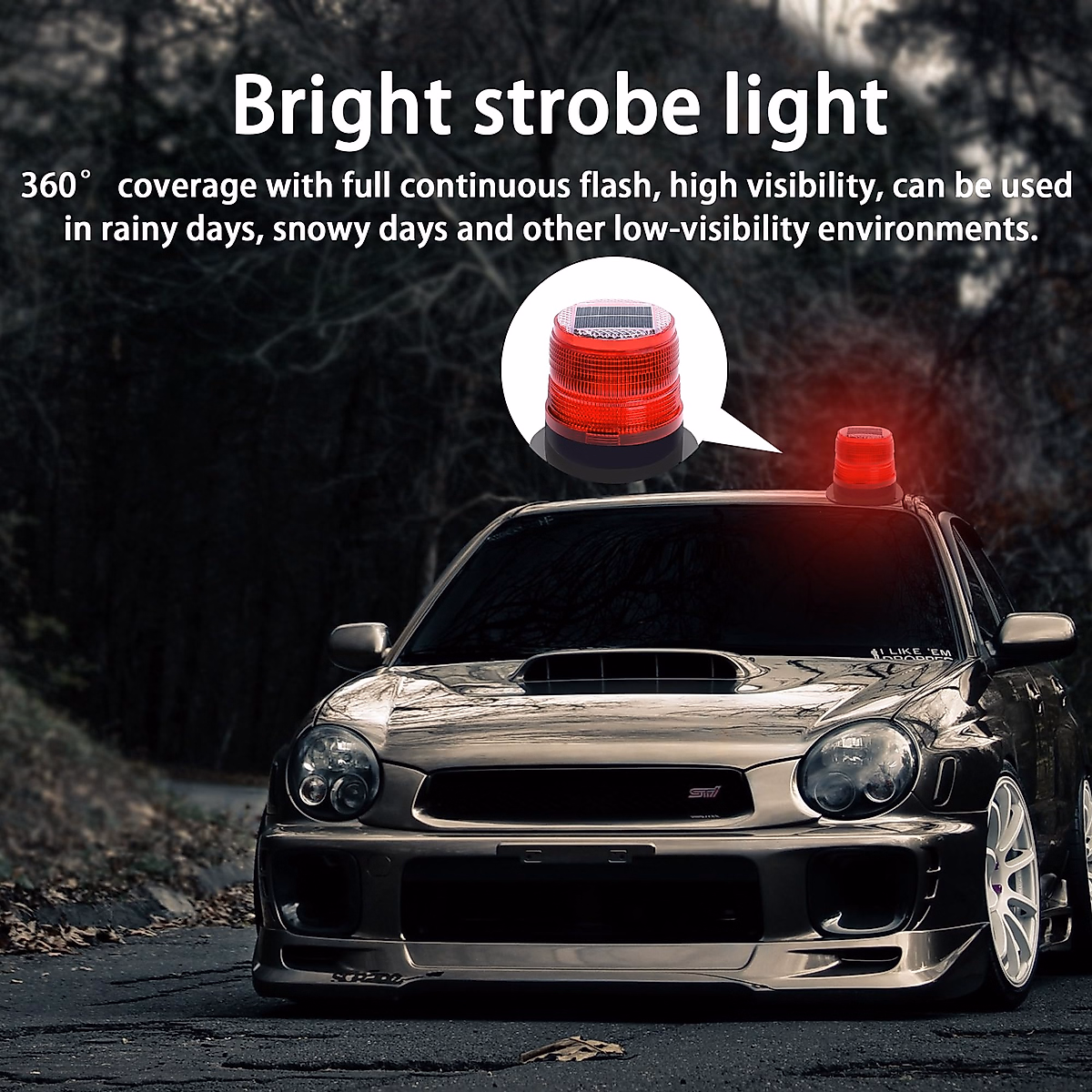 QXMH Solar Strobe Warning Light: Strong Magnetic Base Waterproof Traffic Light,Solar Safety Flashing LED Lamp for Construction, Traffic, Factory, Safety Sign, Crane Tower, Boat Navigation (Red)