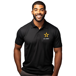 Ann Arbor T-shirt Co. US Army Collared Polo | U.S. Military Infantry Armor Licensed Shirt with Collar for Men Women - (Black, L)