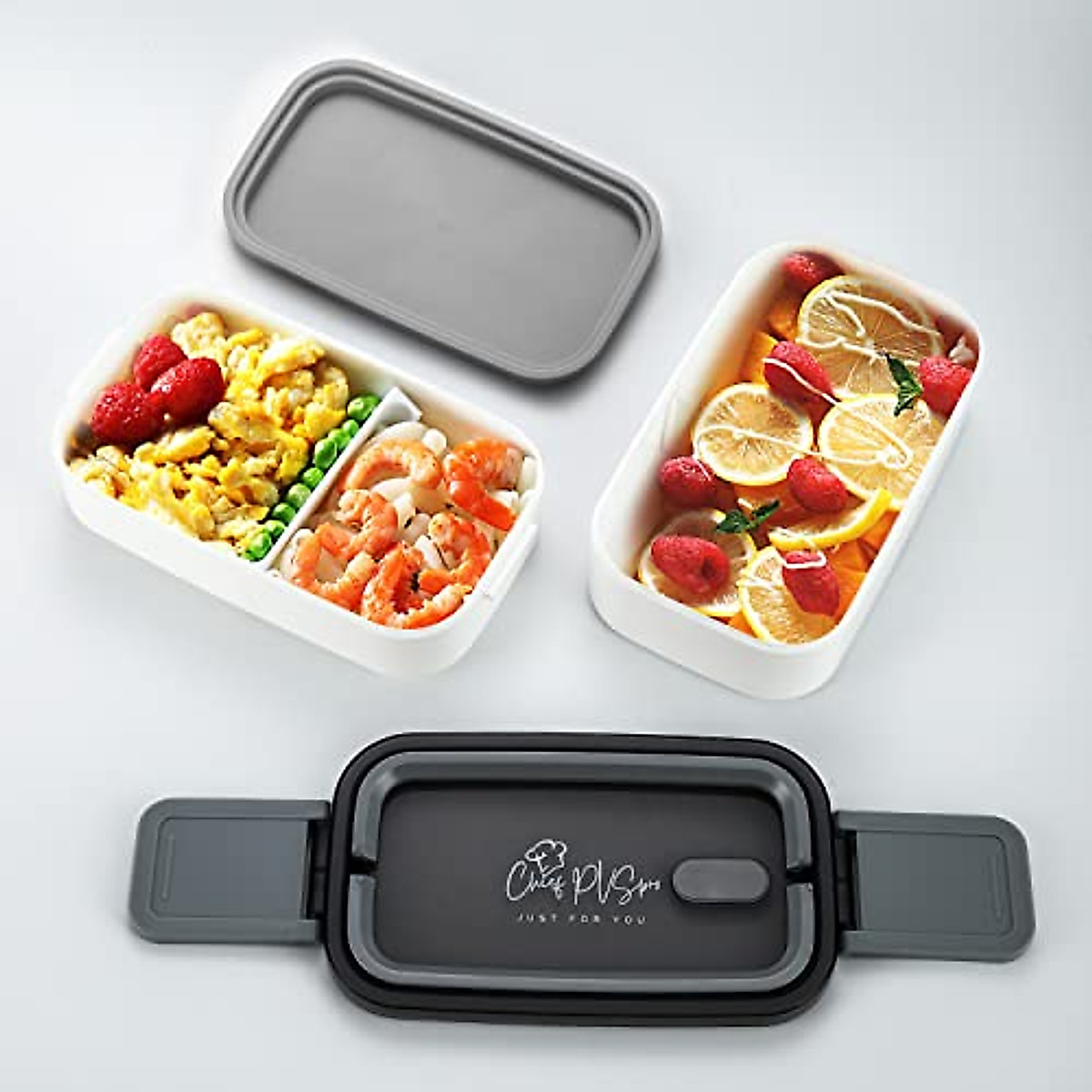 PVSpro JUST FOR YOU Bento Box Set with Insulated Tote, Mug & Cutlery Set, Stackable Bento Box for Lunch, Bento Kit Lunch Box with Handle, Large Bento Lunchbox Container, Japanese Bento (White)