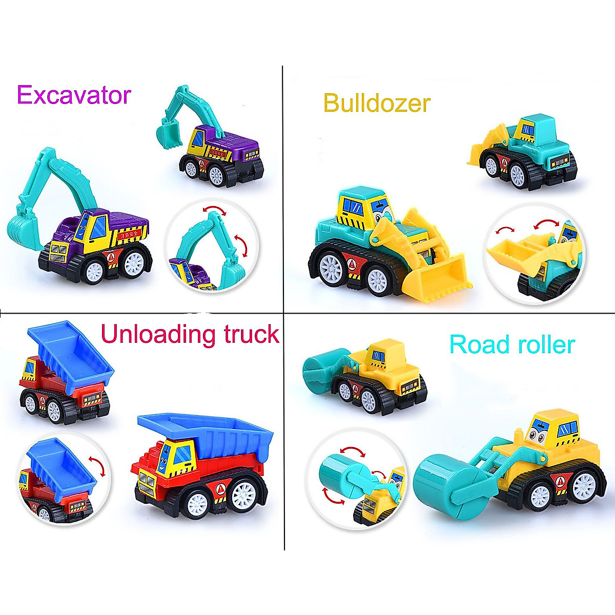M-jump Pull Back Vehicles , 12 Pack Assorted Construction Vehicles Toy , Vehicles Truck Mini Car Toy For Kids Toddlers Boys,Pull Back and Go Car Toy Play Set