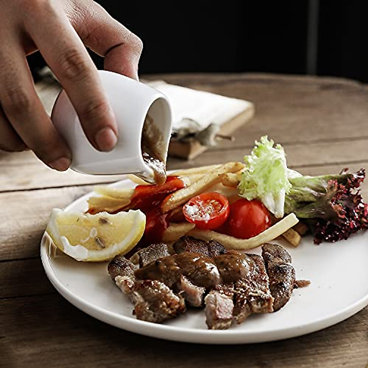 TAMAYKIM 3 oz Ceramic Cream Jugs, Mini Creamer Pitcher, White Porcelain Classic Creamers for Coffee, Tea, Milk, Jam, Sauces, 6 Pack