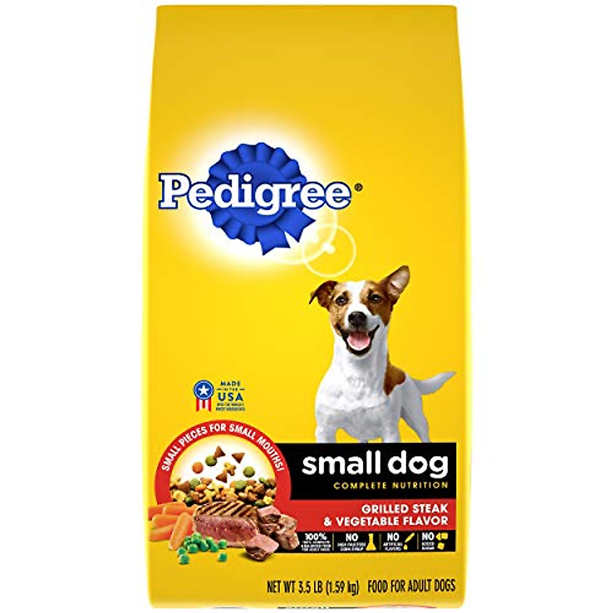 PEDIGREE Small Dog Complete Nutrition Small Breed Adult Dry Dog Food Grilled Steak and Vegetable Flavor Dog Kibble, 3.5 lb. Bag