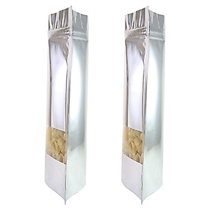 QQ Studio 100 Shiny Colored Aluminum Mylar Foil Clear Window Reclosable QuickQlick™ Stand-Up Bags (4.25" x 6.25", Silver)