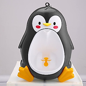 KUYYFDS Baby Boys Toilet Potty Cartoon Penguin Toddler Standing Potty Toilet Urinal with Funny Aiming Target for Boy Black Potties