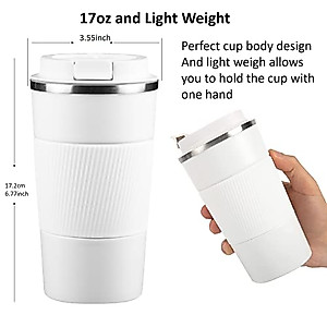 17oz. Coffee Travel thermos ,Stainless Steel Travel Mug&Tumbler Vacuum Insulated Cup(White)
