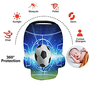 Sport Ball Football Soccer Carseat Canopy Cover,Breastfeeding Cover Nursing Cover Scarf Breathable,Baby Car Seat Cover