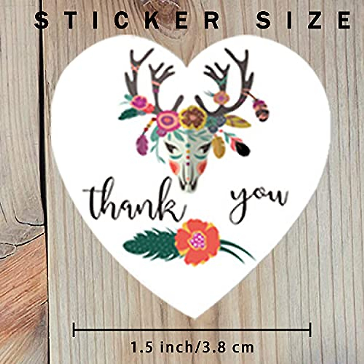 Love Heart-Shaped Thank You Sticker roll, Business Sticker, 500 Labels, Each 1.5 inches in Diameter,