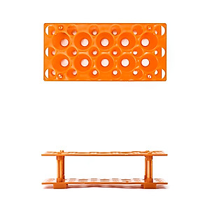 QWORK Plastic Test Tube Rack, 4 Pack Centrifuge Tube Rack Laboratory Holder for 10ml / 15ml / 50ml, 2 Blue and 2 Orange