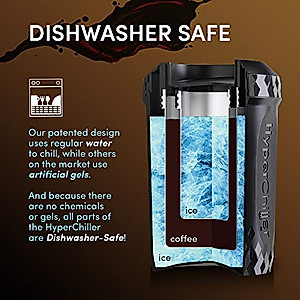 HyperChiller HC3 Patented Iced Coffee/Beverage Cooler, NEW, IMPROVED,STRONGER AND MORE DURABLE! Ready in One Minute, Reusable for Iced Tea, Wine, Spirits, Alcohol, Juice, 12.5 Oz, Black