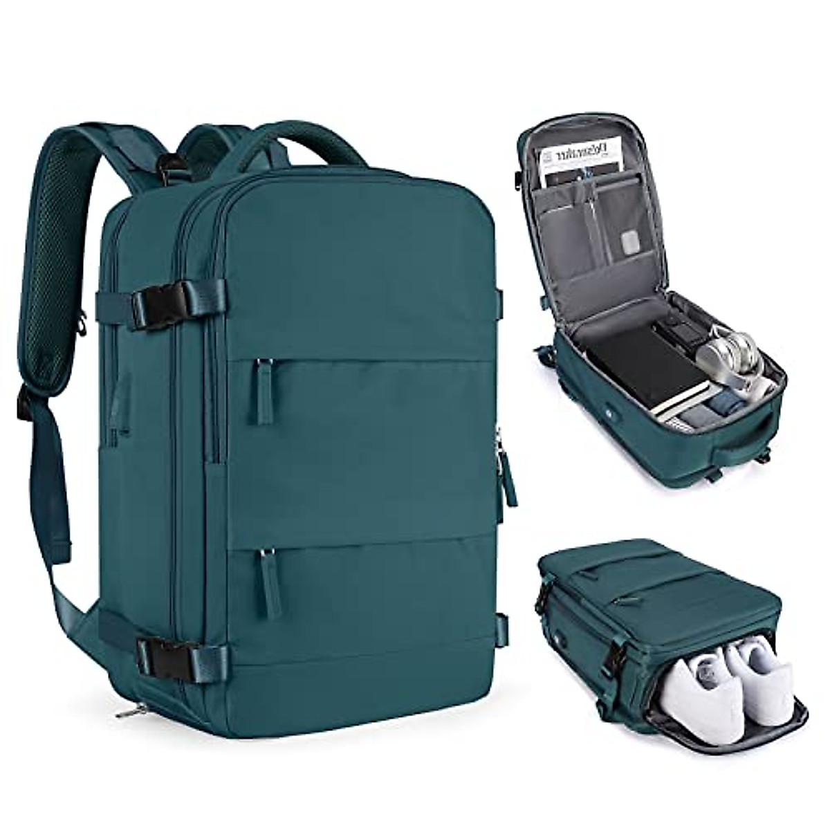 coofay Travel Backpack For Women Men Airline Approved Carry On Backpack Flight Approved Waterproof Sports Luggage Backpack Casual Daypack Small Hiking Backpack Peacock Blue