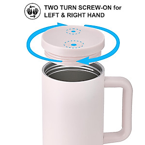 SUNWILL 40 oz Tumbler With Handle and Straw Lid, Coffee Tumbler Cups, Insulated Reusable Stainless Steel Travel Coffee Mug for Office & Outdoor, Cupholder Friendly, Rose Quartz