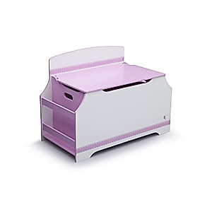 Delta Children Jack & Jill Deluxe Toy Box with Book Rack, Pink/White