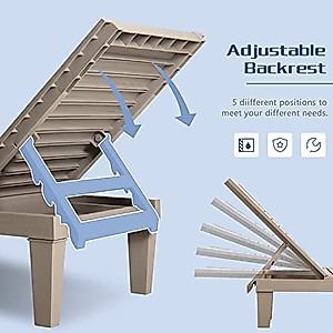 JUMMICO Patio Chaise Lounge Chair Set of 2 Outdoor PE Waterproof Adjustable Easy Assembly Lounge Chairs for Outside Pool Garden Deck Beach