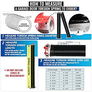 YoToolGDS Pair of 2 5/8" Garage Door Torsion Springs Set with Non-Slip Winding Bars&Gloves, Precision Electrophoresis Oil-Free Black Coated for Replacement, MIN 16,000 Cycles (0.283 x 2-5/8" x 42'')