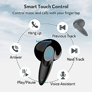 True Wireless Earbuds Bluetooth Headphones Touch Control Wireless Earbuds 25Hrs Battery Life Stereo Earphones in-Ear Built-in Mic Deep Bass Headset with Charging Case for Workout Sport Office