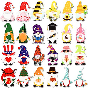 24 Pcs Holiday Magnets Seasonal Gnome Refrigerator Magnets Christmas New Year Valentines Fridge Magnet St Patrick Easter Spring Patriotic Gnomes Decorations for Home Kitchen Garage Locker Dishwasher