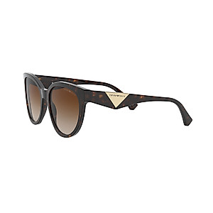 Emporio Armani Women's EA4140 Cat Eye Sunglasses, Shiny Havana/Gradient Brown, 55 mm