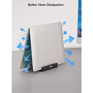 JARLINK Vertical Laptop Stand Holder, Upgraded 1 in 2 Aluminum Laptop Stand for Desk with Adjustable Dock Size (up to 17.3 inches), Fits All MacBook/Surface/Gaming Laptops, Black