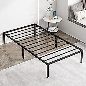 Lamhorm Heavy Duty Twin Size Bed Frame, 14" High Metal Platform Single Bed Frames for Kids, Easy Assembly, Sturdy, Non-Slip, No Box Spring Needed(Twin)