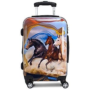 Chariot Printed Expandable Hardside Spinner Luggage Set, Mustang Horse, 3-Piece (20/24/28)