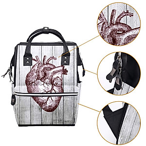 Anatomical Heart Print Diaper Tote Bags Mummy Backpack Large Capacity Nappy Bag Nursing Traveling Bag for Baby Care