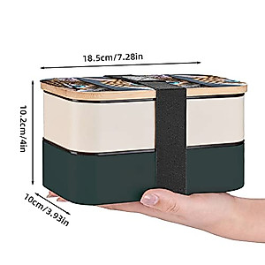 Cute Cat Premium Bento Lunch Box, 2 Compartments Leakproof Lunch Box With Cutlery For Adults, Microwave & Dishwasher Safe