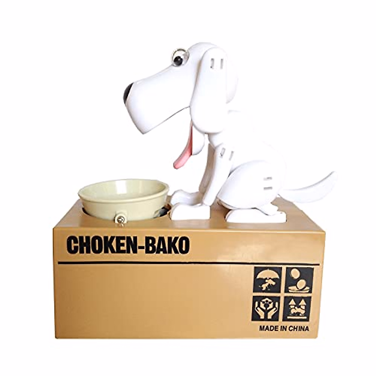 Stealing Coin Bank, Money Box - Piggy Bank- Cute Dogs Steals Coins Like Magic Coin Automatic Stealing Coin Bank Husky Coin Bank Kids Toy Bank Doggy Puppy Piggy Bank (White)