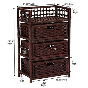 Household Essentials Woven 3 Drawer Chest with Cutout Handles