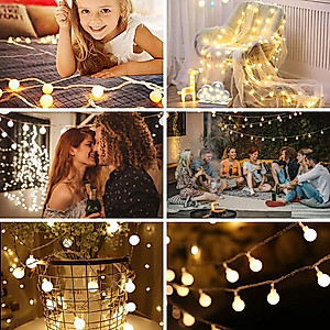 YOZATIA Globe String Lights 2 Pack 19.7ft 40 LED Battery Operated Warm White Waterproof, Globe Fairy String Lights 8 Modes with Remote Control, Perfect for Indoor, Outdoor, Bedroom, Party, Christmas