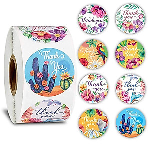 Cute Animal Flower Thank You Stickers 1000 1 Inch Round Panda Elephant Bird Plant Thank You Label 500 Labels Per Roll for Birthday Gift Bags Baby Shower Wedding Kids Toys Teacher Reward Stickers