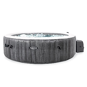Intex 28441EP PureSpa Plus Greywood 85" x 28" Inflatable Hot Tub Bubble Jet Spa with Battery Powered Multi-Colored LED Light for Spas and Hot Tubs