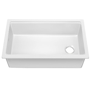 KRAUS Turino 33-inch Fireclay Workstation Drop-In/Undermount Single Bowl Kitchen Sink in Gloss White, KFDW1-33GWH