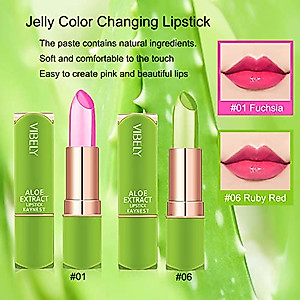 Kaynest 2 Packs Aloe Vera Lipstick Lips Moisturizer Long Lasting Nutritious Lip Balm Magic Temperature Color Change Lip Gloss (Set-A)
