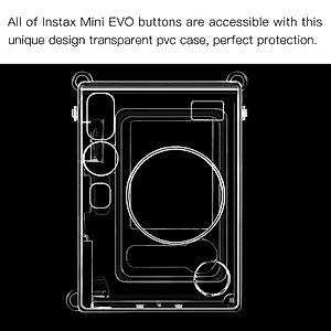 Fintie Protective Clear Case for Fujifilm Instax Mini EVO Camera - Crystal Hard PVC Cover with Removable Shoulder Strap, Clear